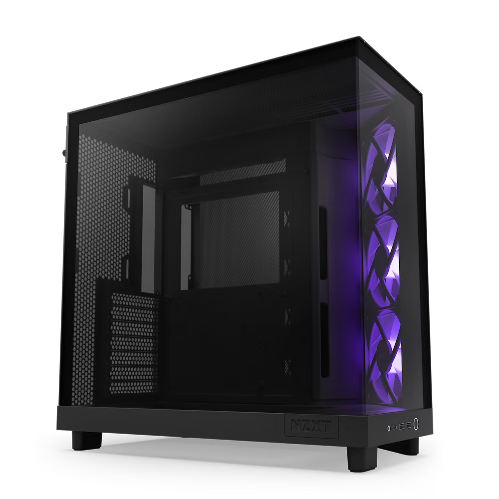NZXT H6 Flow Compact Dual-chamber ATX Case with RGB Fans, Black | Infiniarc